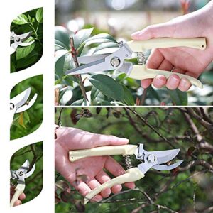 BUGUI Garden Pruning Shears Set - 2 Pack, 1 Bypass Pruner+1 Straight Blade Scissors, Sharp Garden Shears for Cutting Flowers, Trimming Plants, Bonsai, Fruits Picking