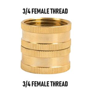 Hourleey Garden Hose Adapter, 3/4 Inch Solid Brass Hose Connectors, 2 Pack Hose Connector with 2 Extra Washers (Female to Female)