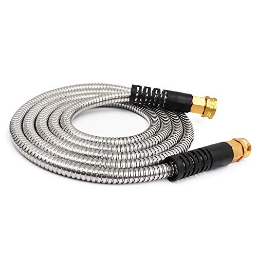 Cesun 10 FT Metal Garden Hose, Drinking RV Water Hose, Reinforced Metal Fittings, Dehumidifier Drain Hose Connector Extension, Reel Extender for Yard