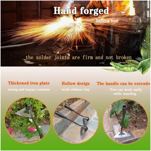 MXJIAELE Garden Hoe Edger Weeder Hollow Hoe Gardening Tool All-Steel Hardened Hollow Hoes Weeding Portable Household Vegetable Garden Shovel, Soil loosening Planting Tool can be Used for Extended use