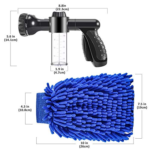 EVILTO Garden Hose Nozzle, High Pressure Hose Spray Nozzle 8 Way Spray Pattern One-Touch Sprayer for Watering Plants, Lawn, Patio, Car Wash, Cleaning，Showering Pet