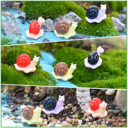 JKanruh 21 Pcs Mini Animals Miniature Resin Snail,Mini Snail Figurines,Fairy Garden Snail Miniature Moss Landscape Ornaments for Outdoor Decoration,Home Décor,Cake Decoration,DIY Crafts