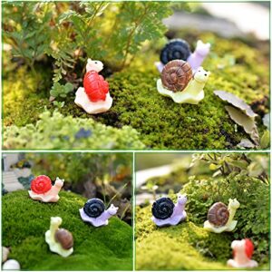 JKanruh 21 Pcs Mini Animals Miniature Resin Snail,Mini Snail Figurines,Fairy Garden Snail Miniature Moss Landscape Ornaments for Outdoor Decoration,Home Décor,Cake Decoration,DIY Crafts