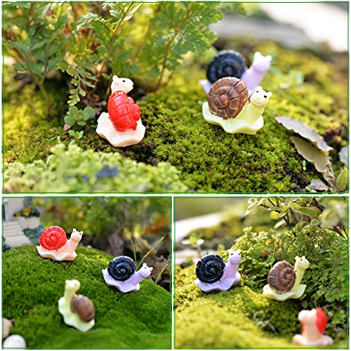 JKanruh 21 Pcs Mini Animals Miniature Resin Snail,Mini Snail Figurines,Fairy Garden Snail Miniature Moss Landscape Ornaments for Outdoor Decoration,Home Décor,Cake Decoration,DIY Crafts