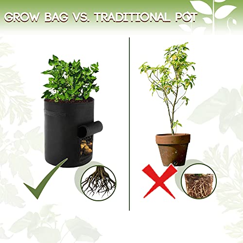 PIC N PAC GROWERS Potato Grow Bags 10 Gallon with Flap Window -Portable Garden Bags to Grow Vegetables & Fruit - Our Grow Bags are Made from a 300g Sturdy, Thick Non-Woven Fabric - 3 Pack