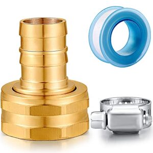 yelun solid brass garden hose repair kit connector with clamps 5/8″ barb x 3/4″ female,fit for garden hose fitting,male and female hose fittings