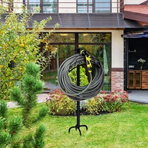 Seashpea Hose Hanger Stand Freestanding - Metal Garden Hose Holder, Heavy Duty Water Hose Stand, Detachable Hose Hanger, Ground Hose Rack Organizer for Patio Lawn, Outside Yard