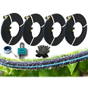 amrita flat soaker hose kit 100ft (25ft pack of 4) with brass ends , , heavy duty rubber garden hose, saves 70% water for lawn, garden beds. （25ft x 4 pack）