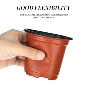 KINGLAKE 100 Pcs 4" Plastic Plants Nursery Pot/Pots Seedlings Flower Plant Container Seed Starting Pots