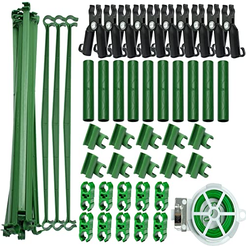 Garden Stakes Connectors 53Pcs Plant Trellis Connector Clips Kit for 0.43in Dia Rods Plant Stakes Connecting Joints for Tomato Cage Garden Trellis Climbing Plant Support Frame(53,11mm)