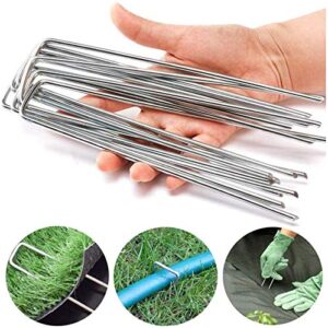 ALTRUISTIC 100Pces Landscape Staples 6 Inch Garden Staples Stakes, Fence Stakes Metal Tent Stakes Galvanized Steel Landscape Fabric Staples Sod Ground Staples Weed Barrier Stakes