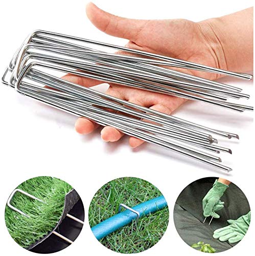 ALTRUISTIC 100Pces Landscape Staples 6 Inch Garden Staples Stakes, Fence Stakes Metal Tent Stakes Galvanized Steel Landscape Fabric Staples Sod Ground Staples Weed Barrier Stakes