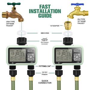 Yomile Sprinkler Timer, Programmable Water Timer with Rain Delay/Manual/Child Lock Automatic Irrigation System Hose Timer for Garden Faucet, Outdoor Irrigation Timer Controller for Lawn Yard, 2 Zones