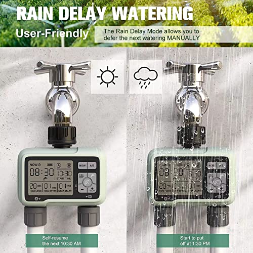 Yomile Sprinkler Timer, Programmable Water Timer with Rain Delay/Manual/Child Lock Automatic Irrigation System Hose Timer for Garden Faucet, Outdoor Irrigation Timer Controller for Lawn Yard, 2 Zones