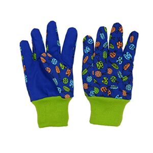 HANDLANDY Kids Gardening gloves for age 5-6, age 7-8, 2 Pairs Child Garden Working Gloves for girls boys, Dot & Butterfly & Ladybird Print (Medium (age 7-8), Green (ladybird+ dot))