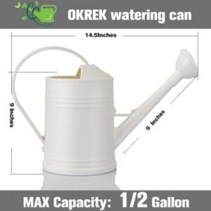 OKREK Watering Can Indoor Watering Cans for House Plants, Small Watering Can Indoor Plants, Plant Watering Can for Outdoor Plants Garden Flower (1/2 Gallon, White)