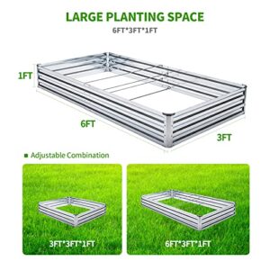 Veezyo Galvanized Raised Garden Bed Kit - Metal Raised Planter 2 Pack 6'x3'x1' for Flowers Plants, Vegetables Herb