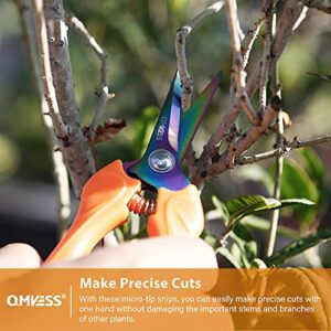 Garden Shears QMVESS 8 Inch Pruning Shears for Gardening Heavy Duty Hand Garden Clippers 3-Pack with Titanium Plated Stainless Steel Precision Blades, for Flowers, Houseplants, Bonsai or Garden