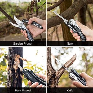 BIBURY Gardening Hand Pruners, 5 in 1 Multitools Folding Scissors 420 Stainless Steel Pruning Shears Bonsai Cutters for Tree Trimmers Secateurs,Garden Scissors,Garden Shears,Clippers for The Garden