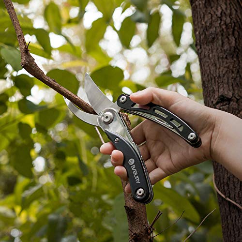 BIBURY Gardening Hand Pruners, 5 in 1 Multitools Folding Scissors 420 Stainless Steel Pruning Shears Bonsai Cutters for Tree Trimmers Secateurs,Garden Scissors,Garden Shears,Clippers for The Garden