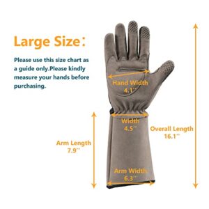 COOLJOB Rose Pruning Thorn Proof Gardening Gloves, Long Sleeve Puncture Proof Gloves with Forearm Protection for Women and Men, Large Size, Navy & Grey (1 Pair L)