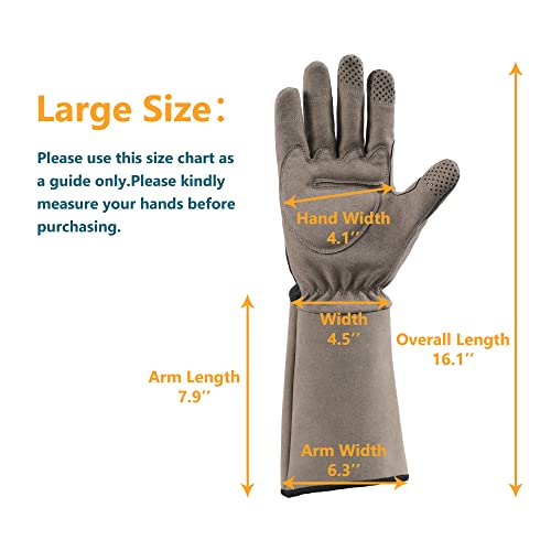 COOLJOB Rose Pruning Thorn Proof Gardening Gloves, Long Sleeve Puncture Proof Gloves with Forearm Protection for Women and Men, Large Size, Navy & Grey (1 Pair L)