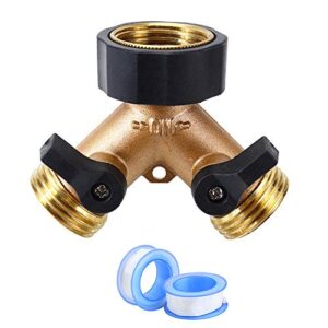 heavy duty garden faucet splitter hose splitter with shut-off valves garden hose splitter y splitter connect faucet for outdoor garden irrigation watering suitable for all american thread 3/4