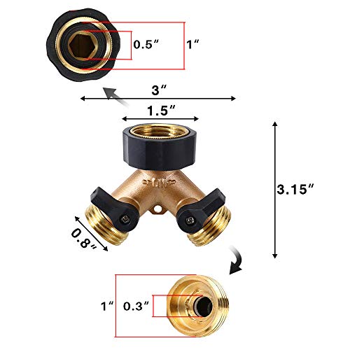 Heavy Duty Garden Faucet Splitter Hose Splitter with Shut-Off Valves Garden Hose Splitter Y Splitter Connect Faucet for Outdoor Garden Irrigation Watering Suitable for All American Thread 3/4