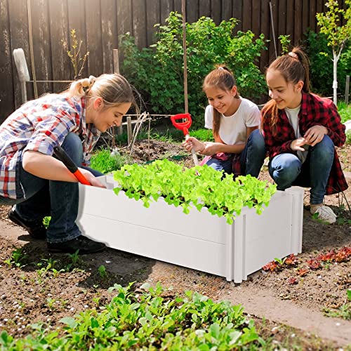 Arlopu 45.3'' X 22.4'' X 13'' Raised Garden Bed, Outdoor Vinyl Plant Box, PVC Above Ground Planter Kit, HDPE Raised Bed, Easy DIY Assembly, for Vegetables, Flowers, Herbs, Fruits, Succulents, White