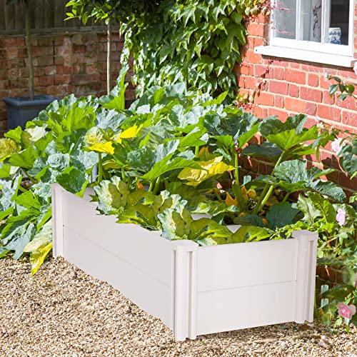 Arlopu 45.3'' X 22.4'' X 13'' Raised Garden Bed, Outdoor Vinyl Plant Box, PVC Above Ground Planter Kit, HDPE Raised Bed, Easy DIY Assembly, for Vegetables, Flowers, Herbs, Fruits, Succulents, White