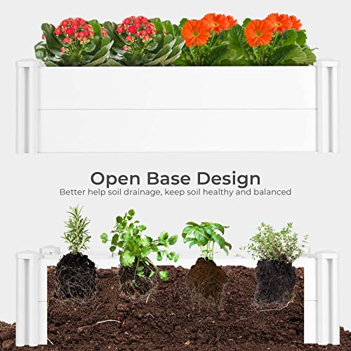 Arlopu 45.3'' X 22.4'' X 13'' Raised Garden Bed, Outdoor Vinyl Plant Box, PVC Above Ground Planter Kit, HDPE Raised Bed, Easy DIY Assembly, for Vegetables, Flowers, Herbs, Fruits, Succulents, White