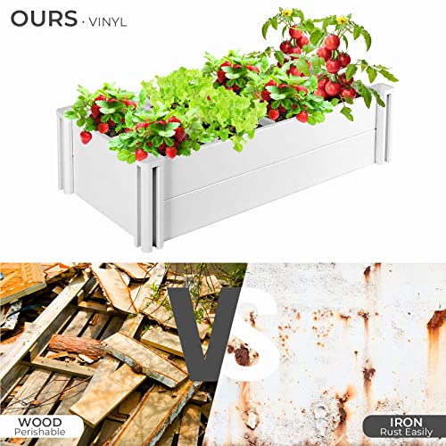 Arlopu 45.3'' X 22.4'' X 13'' Raised Garden Bed, Outdoor Vinyl Plant Box, PVC Above Ground Planter Kit, HDPE Raised Bed, Easy DIY Assembly, for Vegetables, Flowers, Herbs, Fruits, Succulents, White