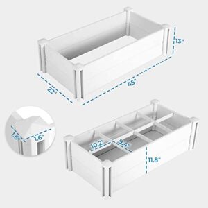 Arlopu 45.3'' X 22.4'' X 13'' Raised Garden Bed, Outdoor Vinyl Plant Box, PVC Above Ground Planter Kit, HDPE Raised Bed, Easy DIY Assembly, for Vegetables, Flowers, Herbs, Fruits, Succulents, White