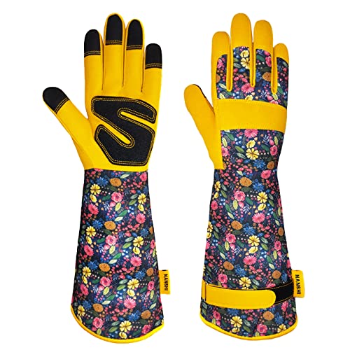 NANSHI Long Gardening Gloves for Women, Rose Garden Gloves Thorn Proof, Garden Gloves for Women, Ladies Light Duty Work Gloves for Yard Work and Daily Work (S)