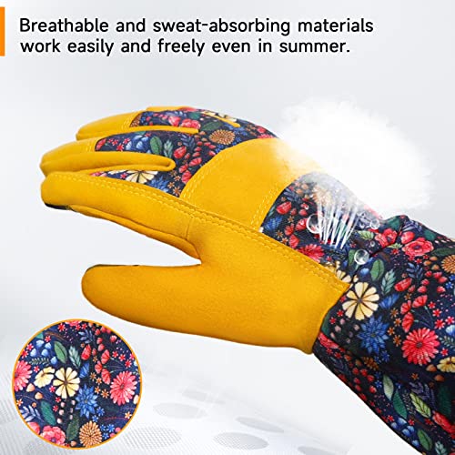 NANSHI Long Gardening Gloves for Women, Rose Garden Gloves Thorn Proof, Garden Gloves for Women, Ladies Light Duty Work Gloves for Yard Work and Daily Work (S)