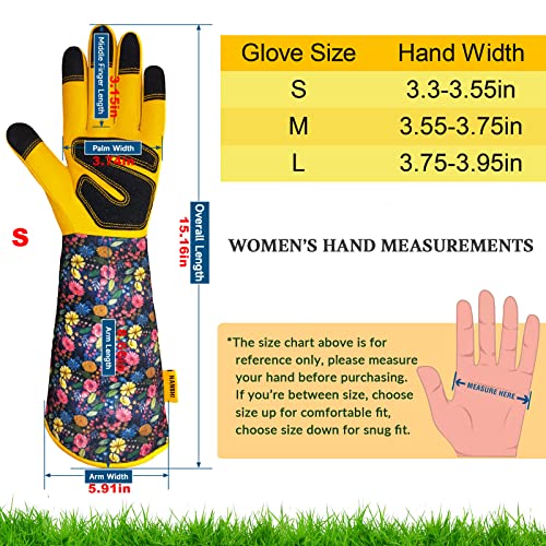 NANSHI Long Gardening Gloves for Women, Rose Garden Gloves Thorn Proof, Garden Gloves for Women, Ladies Light Duty Work Gloves for Yard Work and Daily Work (S)