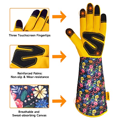 NANSHI Long Gardening Gloves for Women, Rose Garden Gloves Thorn Proof, Garden Gloves for Women, Ladies Light Duty Work Gloves for Yard Work and Daily Work (S)