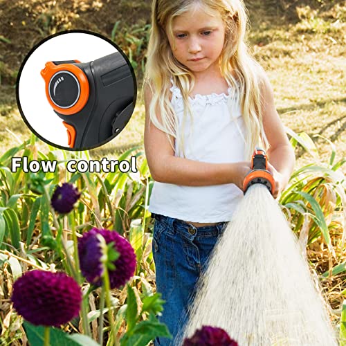 Garden Hose Nozzle ZEQKULW The sprayer nozzles for garden hose,witch have 8 Spray Patterns with Sensitive Switch,Water Hose Nozzle Can be Widely Applied to Lawn, Washing Car & Pet(Orange)