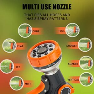 Garden Hose Nozzle ZEQKULW The sprayer nozzles for garden hose,witch have 8 Spray Patterns with Sensitive Switch,Water Hose Nozzle Can be Widely Applied to Lawn, Washing Car & Pet(Orange)