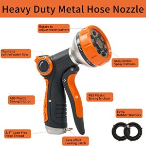 Garden Hose Nozzle ZEQKULW The sprayer nozzles for garden hose,witch have 8 Spray Patterns with Sensitive Switch,Water Hose Nozzle Can be Widely Applied to Lawn, Washing Car & Pet(Orange)