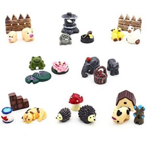 24 pcs miniature garden ornaments, fairy garden animals for dollhouse plant pot, home decoration