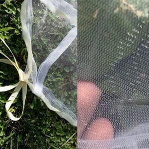 Agfabric Bird Netting Garden Netting Insect Pest Barrier,Plant Cover Fruit Tree Netting Mesh Protection Bag with Drawstring,39" Hx39 W,White