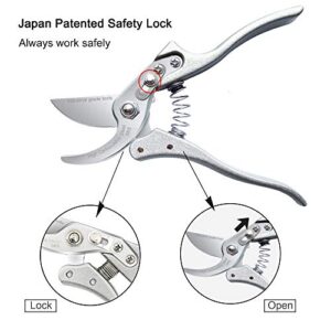 TONMA [Made in Japan] Pruning Shears 8 Inch Professional Bypass Garden Scissors Secateurs, Premium Quality Japanese Gardening Tools Plant Hand Pruner Garden Clippers with Ergonomic Handle