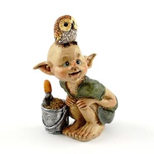 top collection miniature fairy & terrarium garden pixie gardening statue with shovel & bucket, small, tan, silver