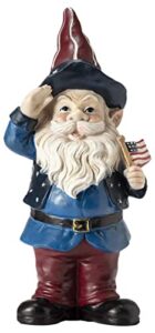 alpine corporation 12″ tall outdoor patriotic garden gnome saluting yard statue decoration