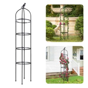 idzo metal obelisk trellis for climbing plants outdoor 6ft, rustproof heavy duty steel pipe with plastic coated for garden outdoor potted plant support, black garden trellis for climbing vine, 1pc