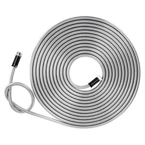 BEAULIFE Metal Garden Hose 50 ft Flexible No Kink Lightweight RV Drinking Water Hose Extension Leader Hose Heavy Duty Outdoor