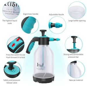 Itisll Manual Garden Sprayer Hand Lawn Pressure Pump Sprayer Safety Valve Adjustable Nozzle 0.5 Gal