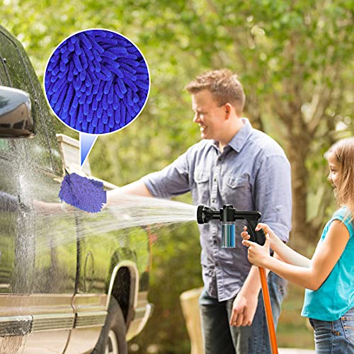 Car Wash Nozzle,Garden Hose Nozzle with Soap Dispenser and Washing Mitt,High Pressure Hose Foam Sprayer Garden Water Gun for Car Wash,Watering Plants and Showering Pet