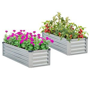 hanpiu raised garden bed 2 pack galvanized raised garden beds outdoor for vegetables herbs gardening flowers bed raised planter box – metal raised garden bed kit small – 4×1.5x1ft